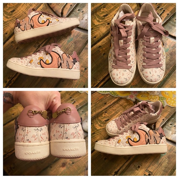 Coach | Shoes | Coach Floral Sneakers Embroidered Flowers Moon Stars ...